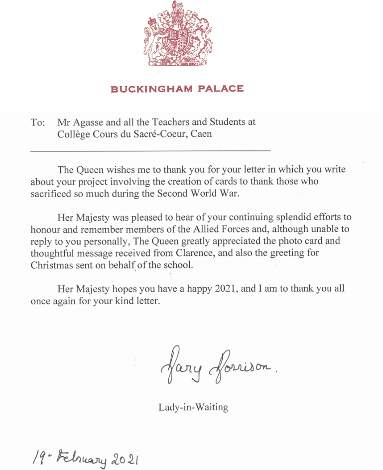 A Royal answer - Cours du Sacré-Cœur